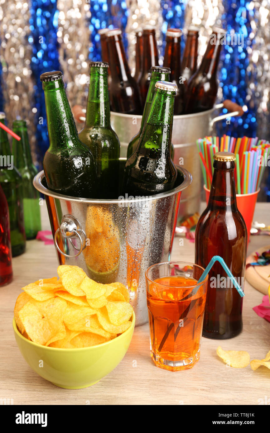 Prepared table with drink for party Stock Photo - Alamy