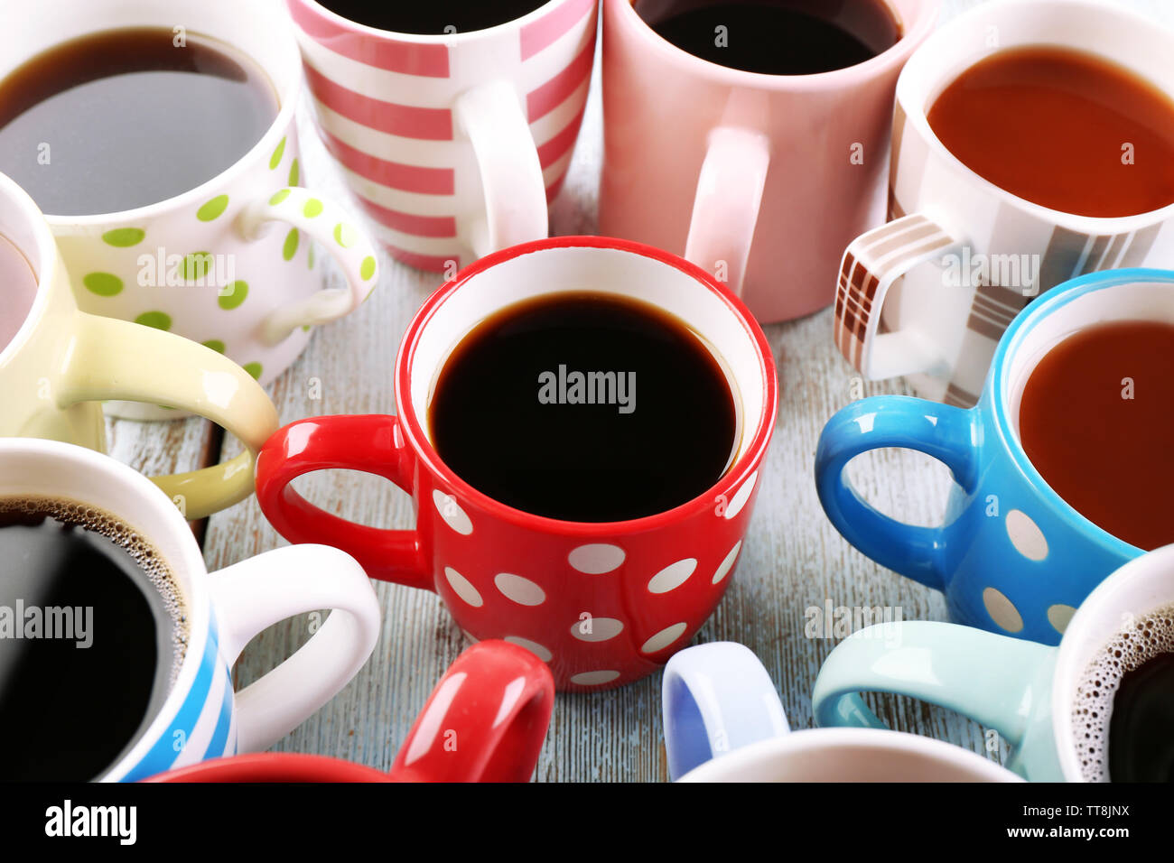 Many cups of coffee, closeup Stock Photo - Alamy