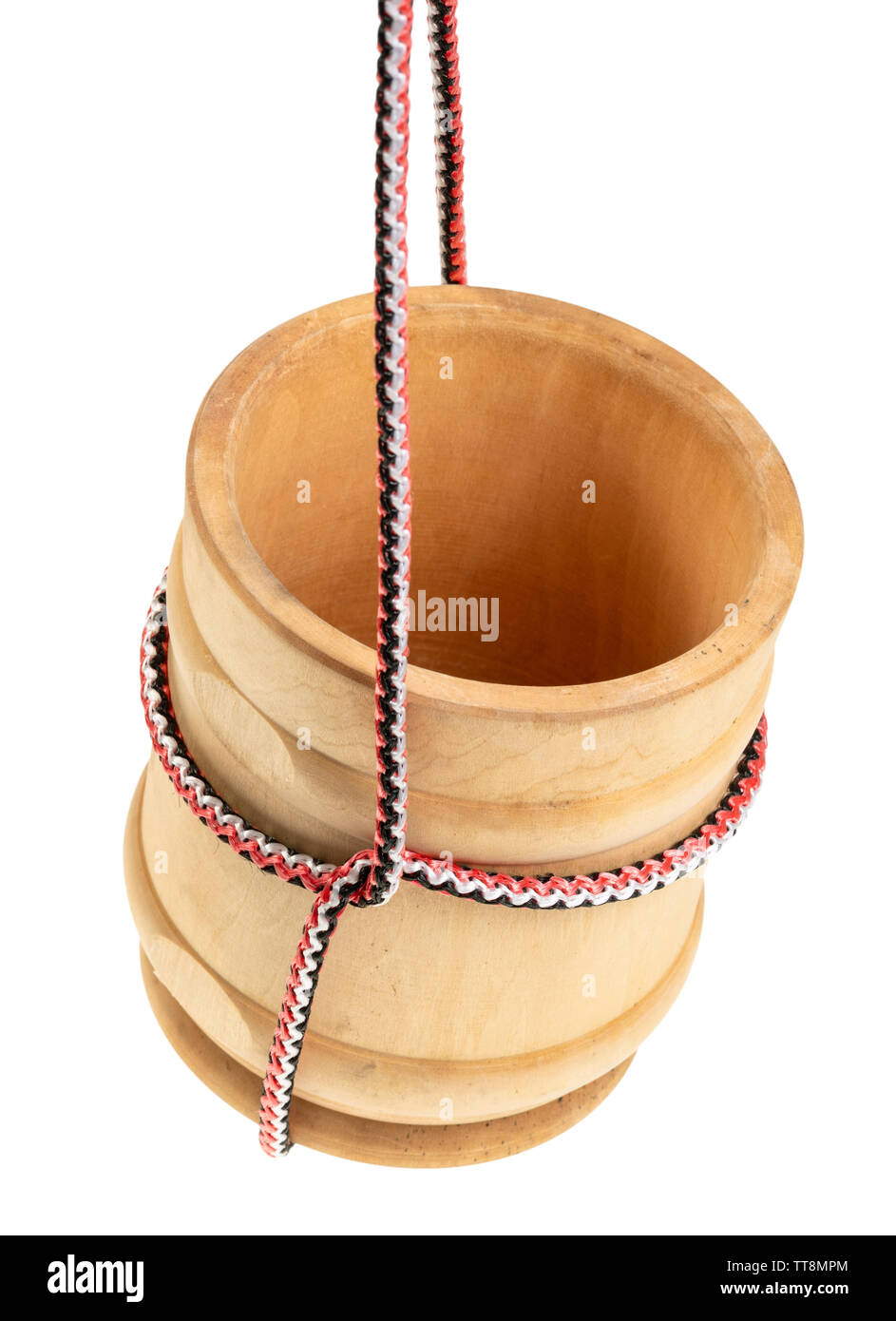 barrel hitch knot tied on synthetic rope cut out on white background ...