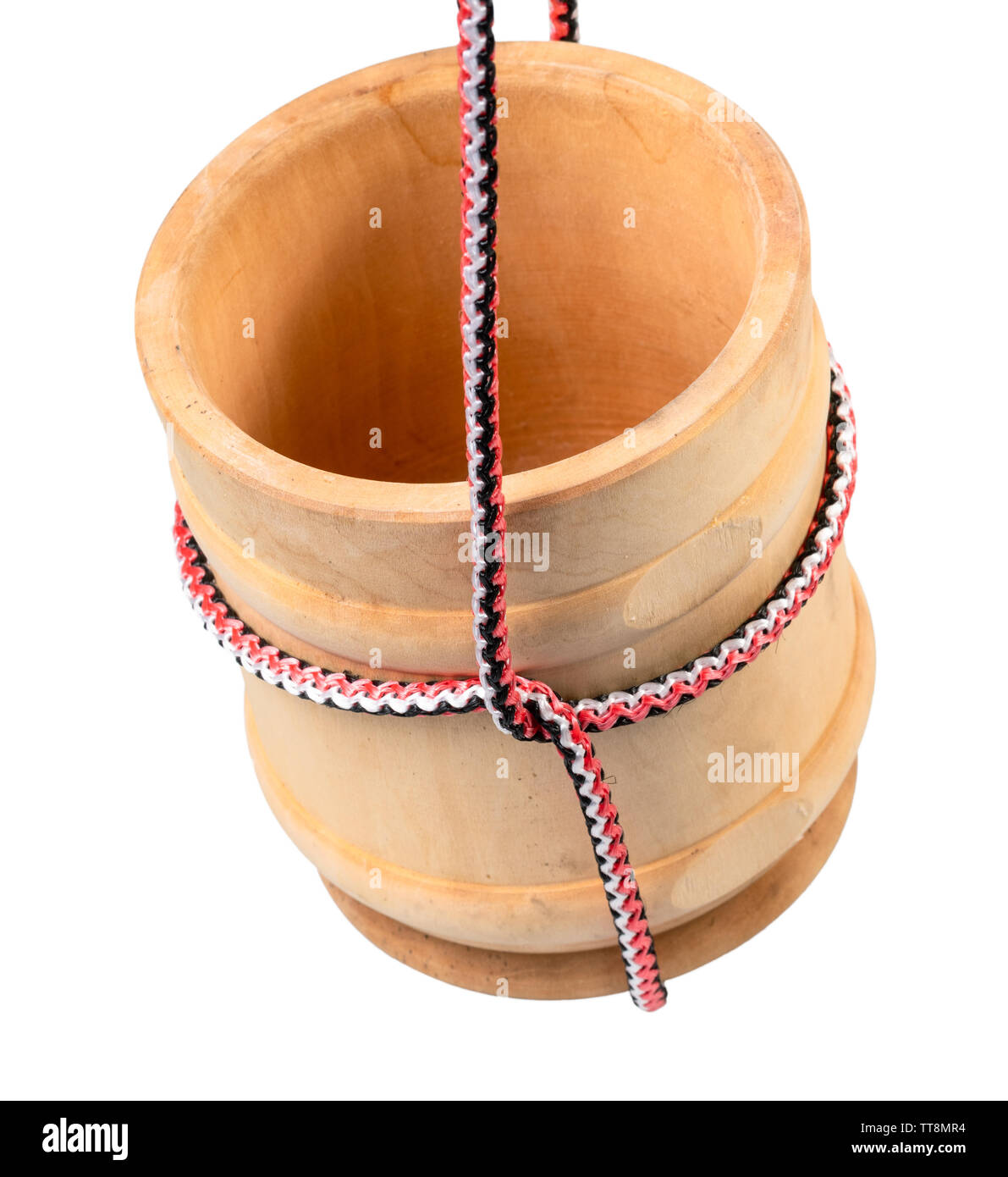 another side of barrel hitch knot tied on synthetic rope cut out on ...