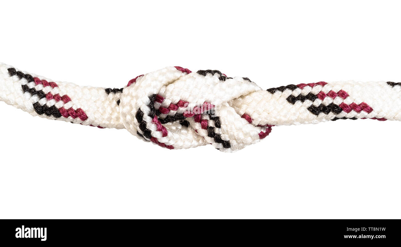 figure-eight knot knot tied on synthetic rope cut out on white ...