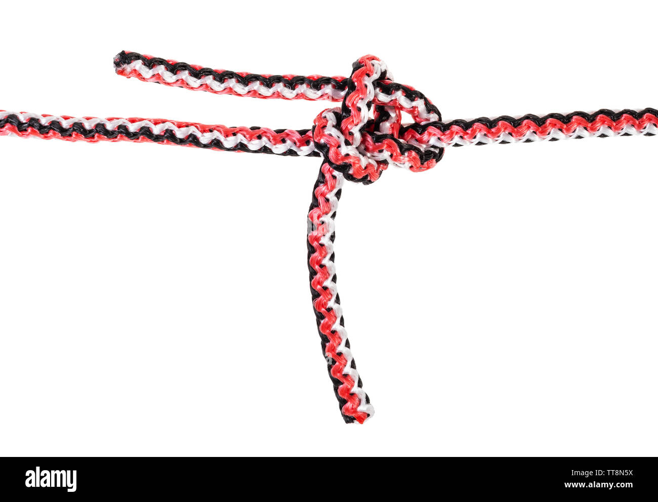 another side of heaving line bend knot tied on synthetic rope cut out ...