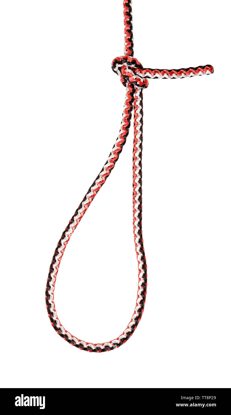 angler's loop (perfection loop) knot tied on synthetic rope cut out on ...