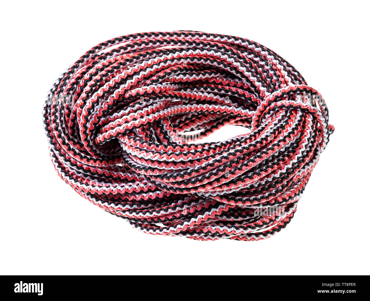 bight of multicolour synthetic rope cut out on white background Stock ...