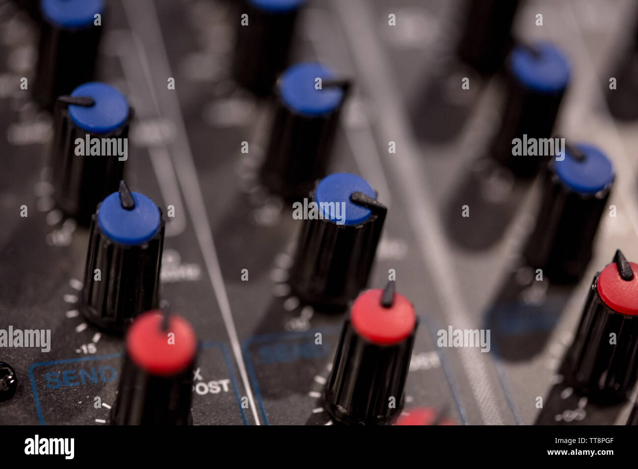 mixer sockets and controls dimmers for fine tuning macro Stock Photo ...