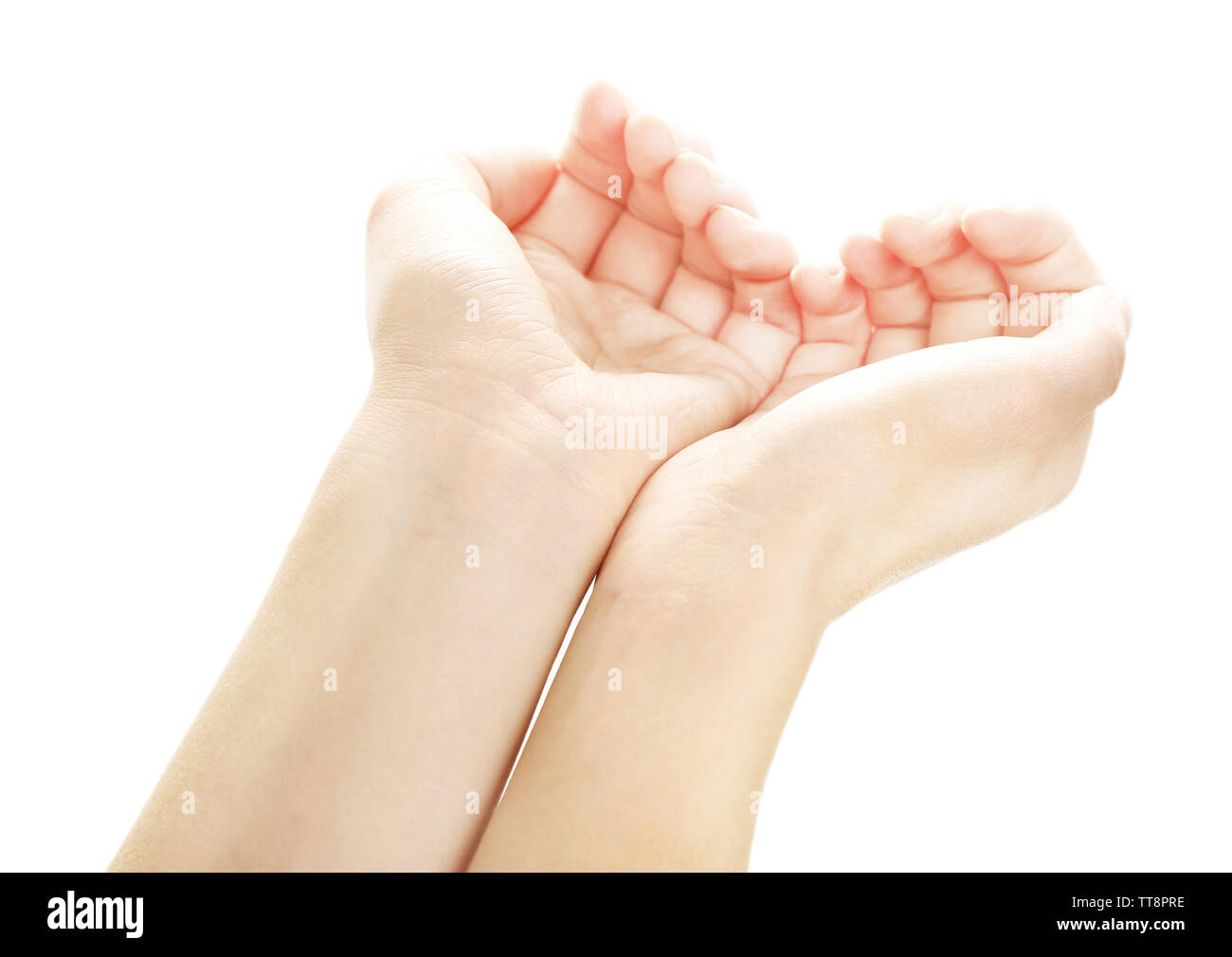 Female praying hands, isolated on white Stock Photo - Alamy