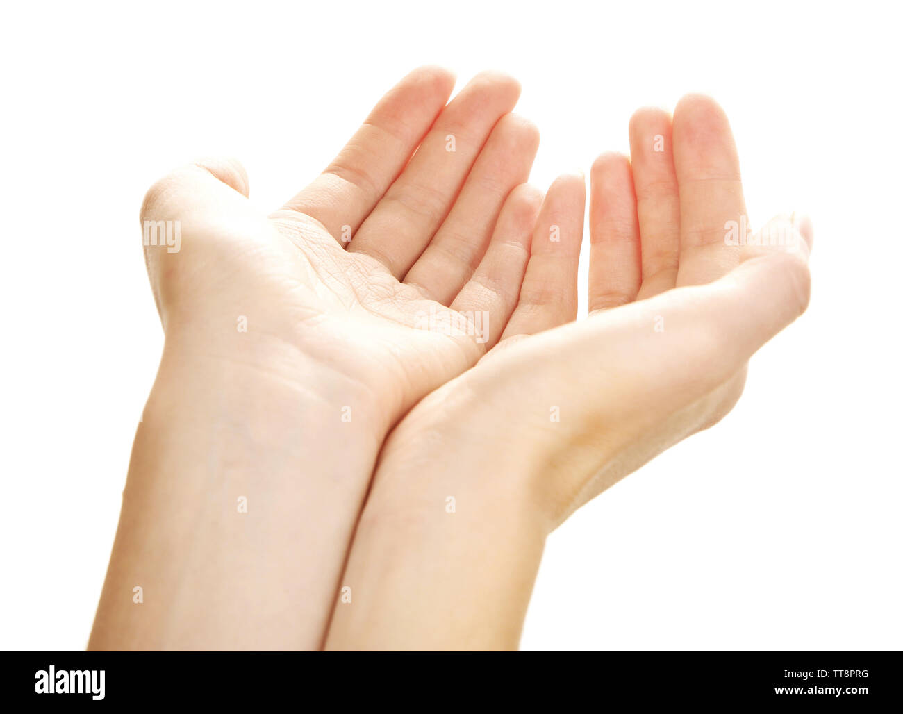 Female praying hands, isolated on white Stock Photo - Alamy