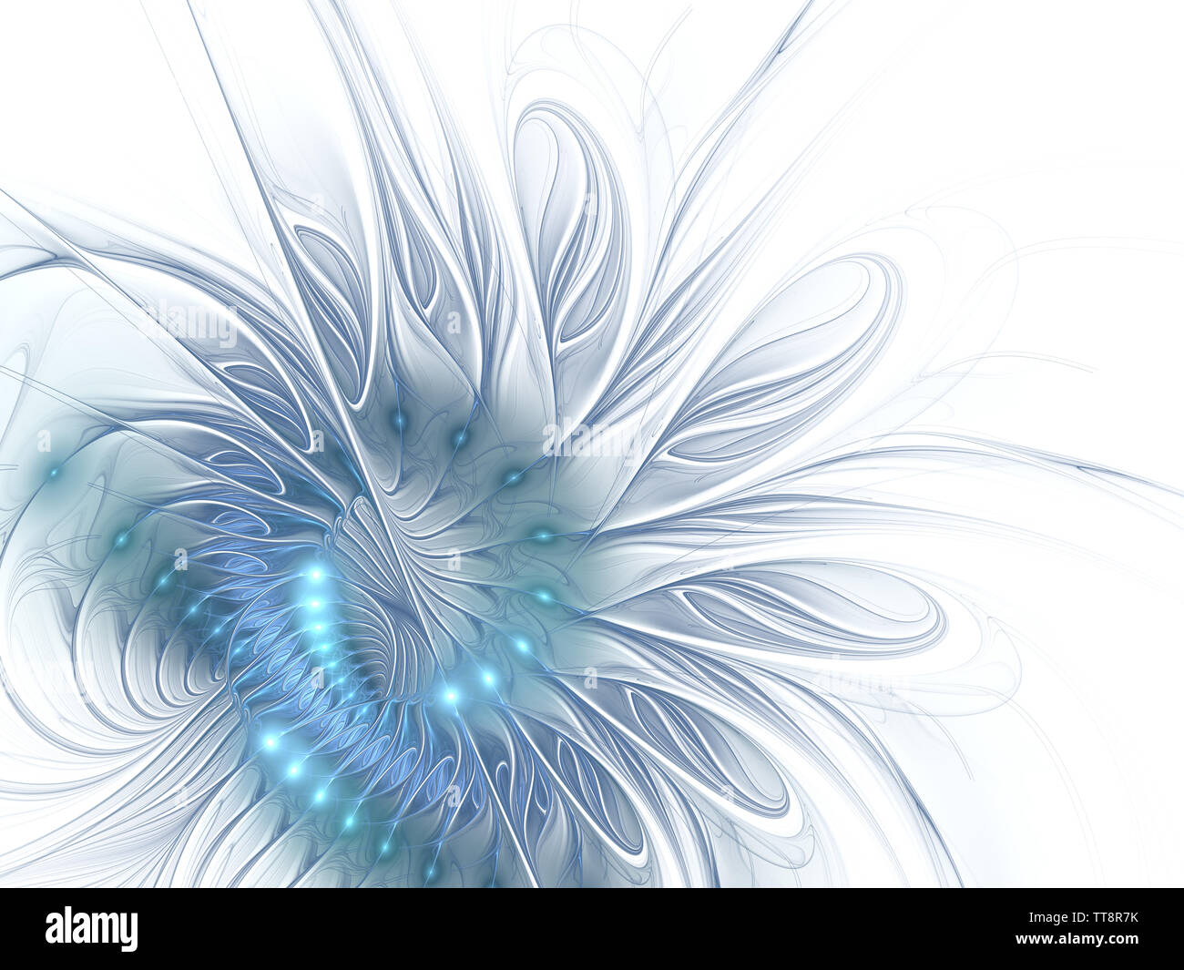 Fabulous fractal pattern in blue. Digital fractal art. Smooth blue ...