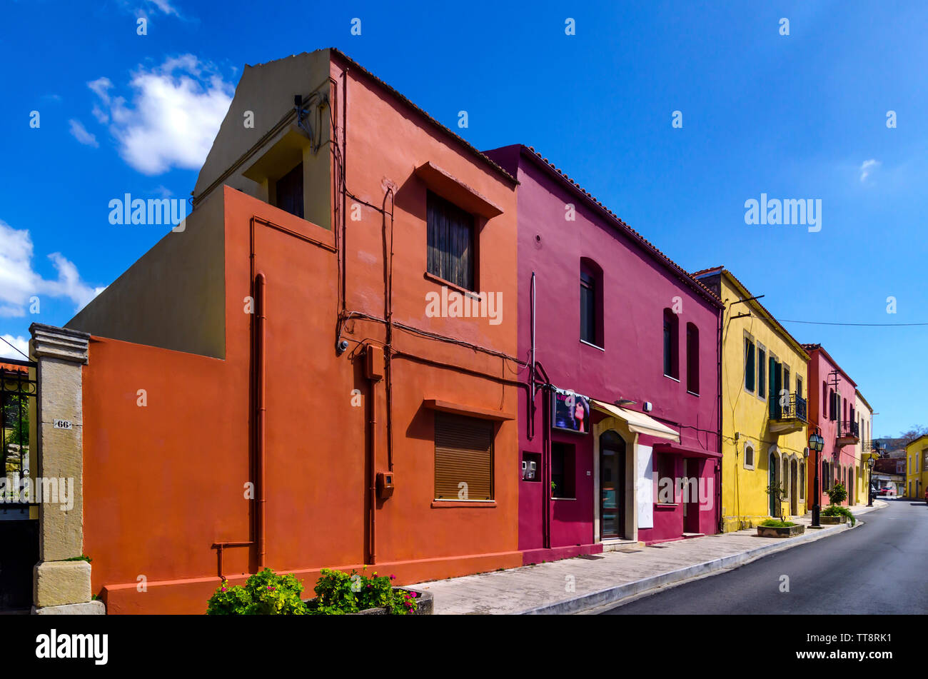 Archanes, Crete Island / Greece. Colorful old traditional houses in ...