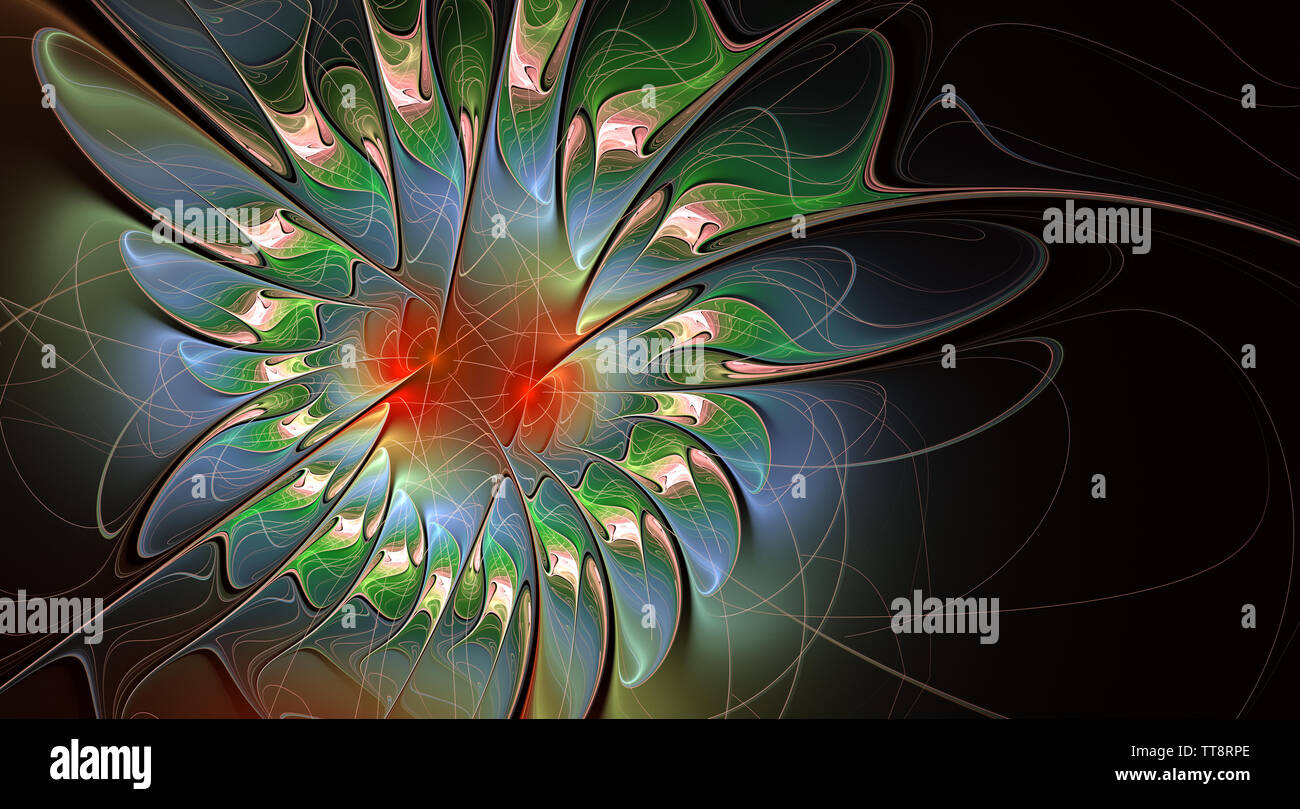 Fabulous fractal pattern in blue. Digital fractal art. Smooth blue ...