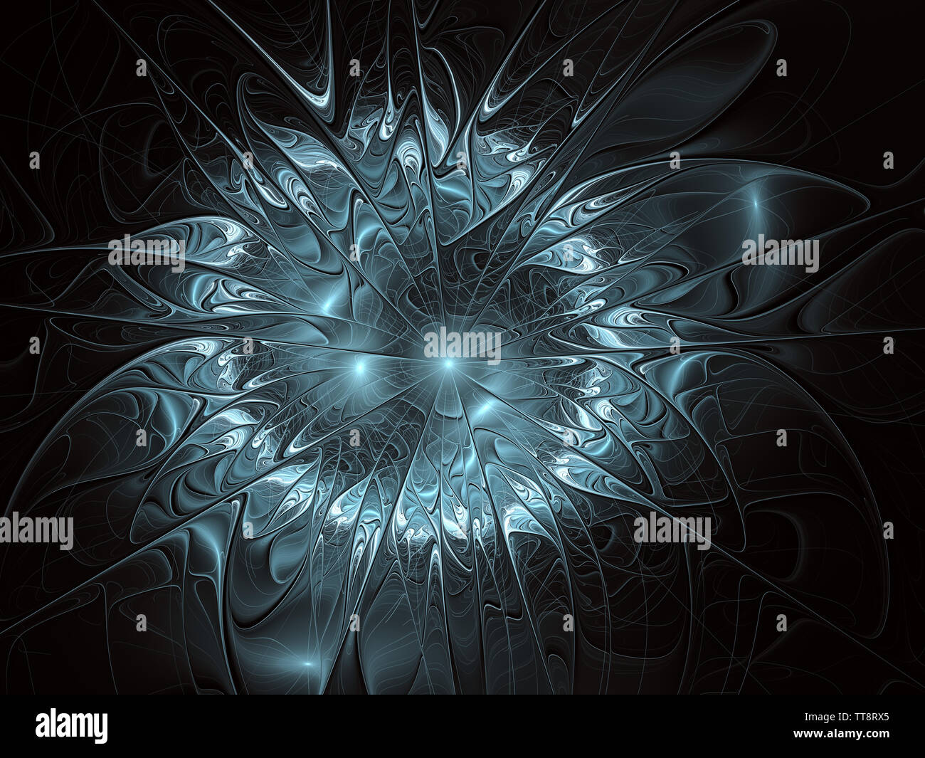 Fabulous fractal pattern in blue. Digital fractal art. Smooth blue ...