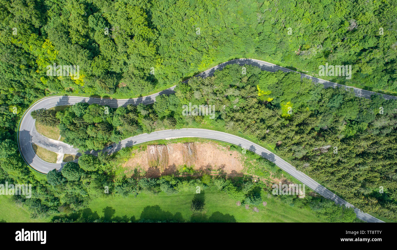 Aerial view of highway forrest hi-res stock photography and images - Alamy