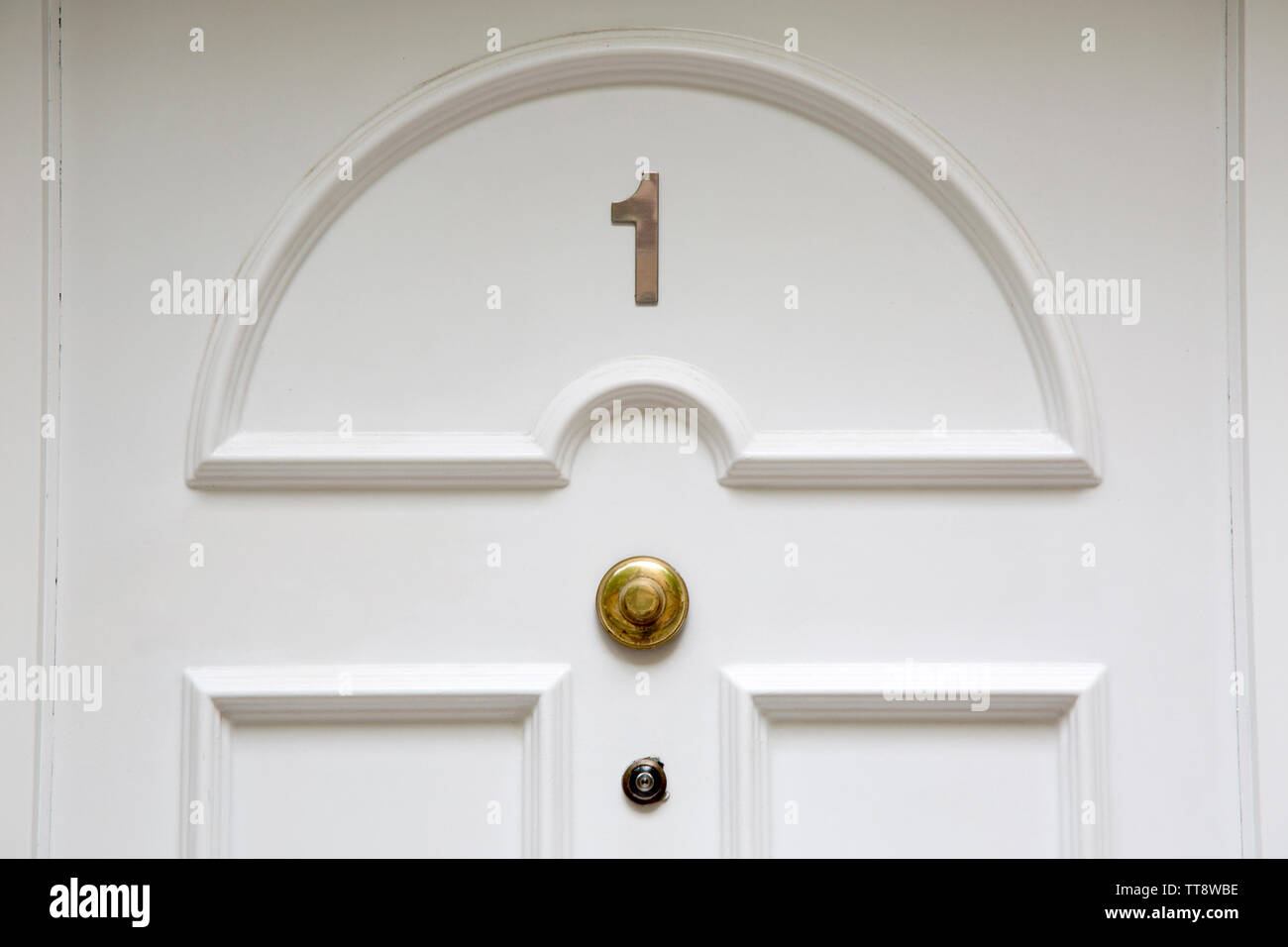 Number One Figure on Front Door Stock Photo - Alamy