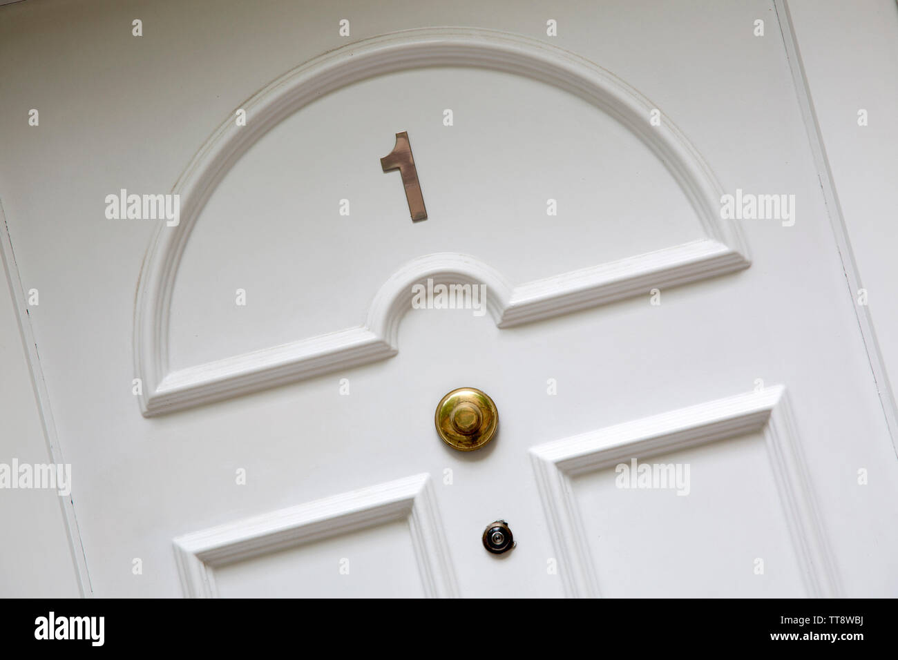 Number One Figure on Front Door Stock Photo - Alamy