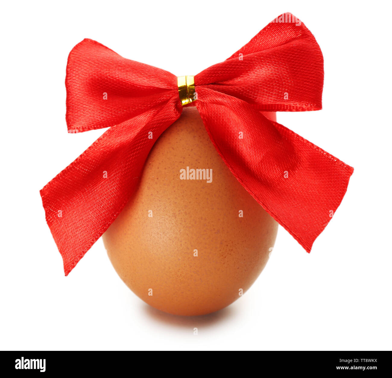 Easter egg with color ribbon bow isolated on white Stock Photo - Alamy