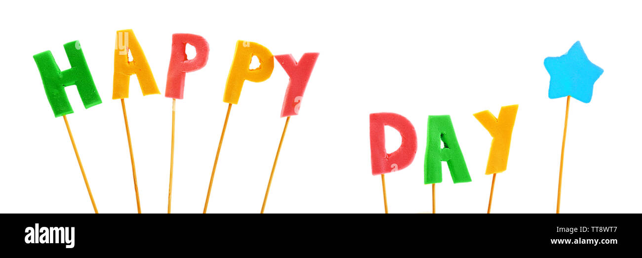 Colorful words Happy Day isolated on white Stock Photo - Alamy