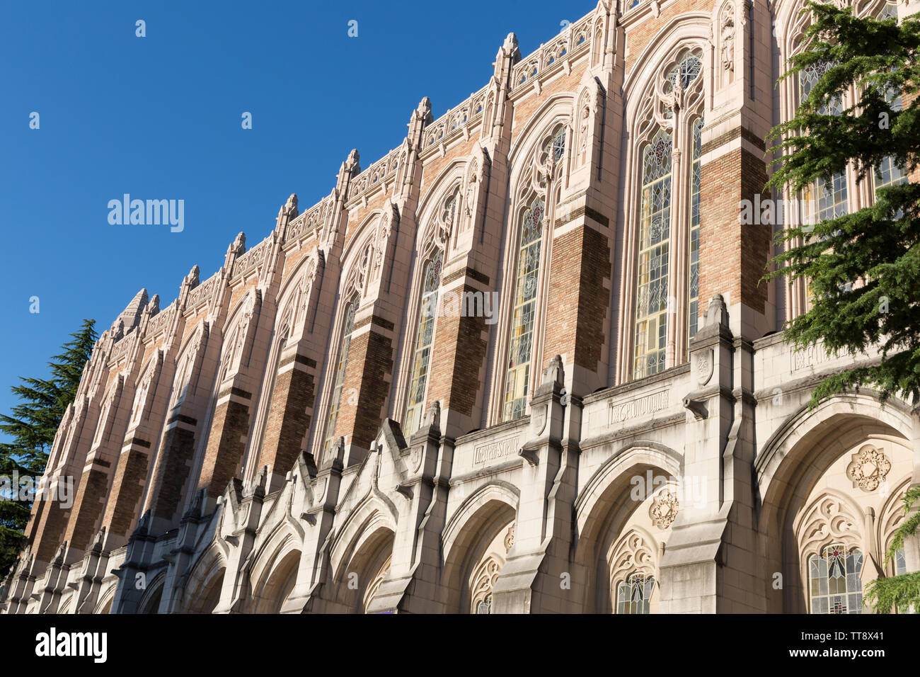 Facade detail of Suzzallo Library in Red Square at the University of ...