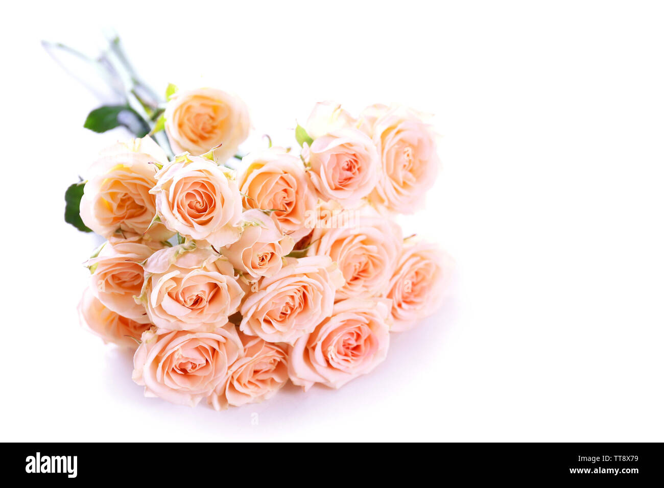 Bouquet of beautiful fresh roses isolated on white Stock Photo - Alamy