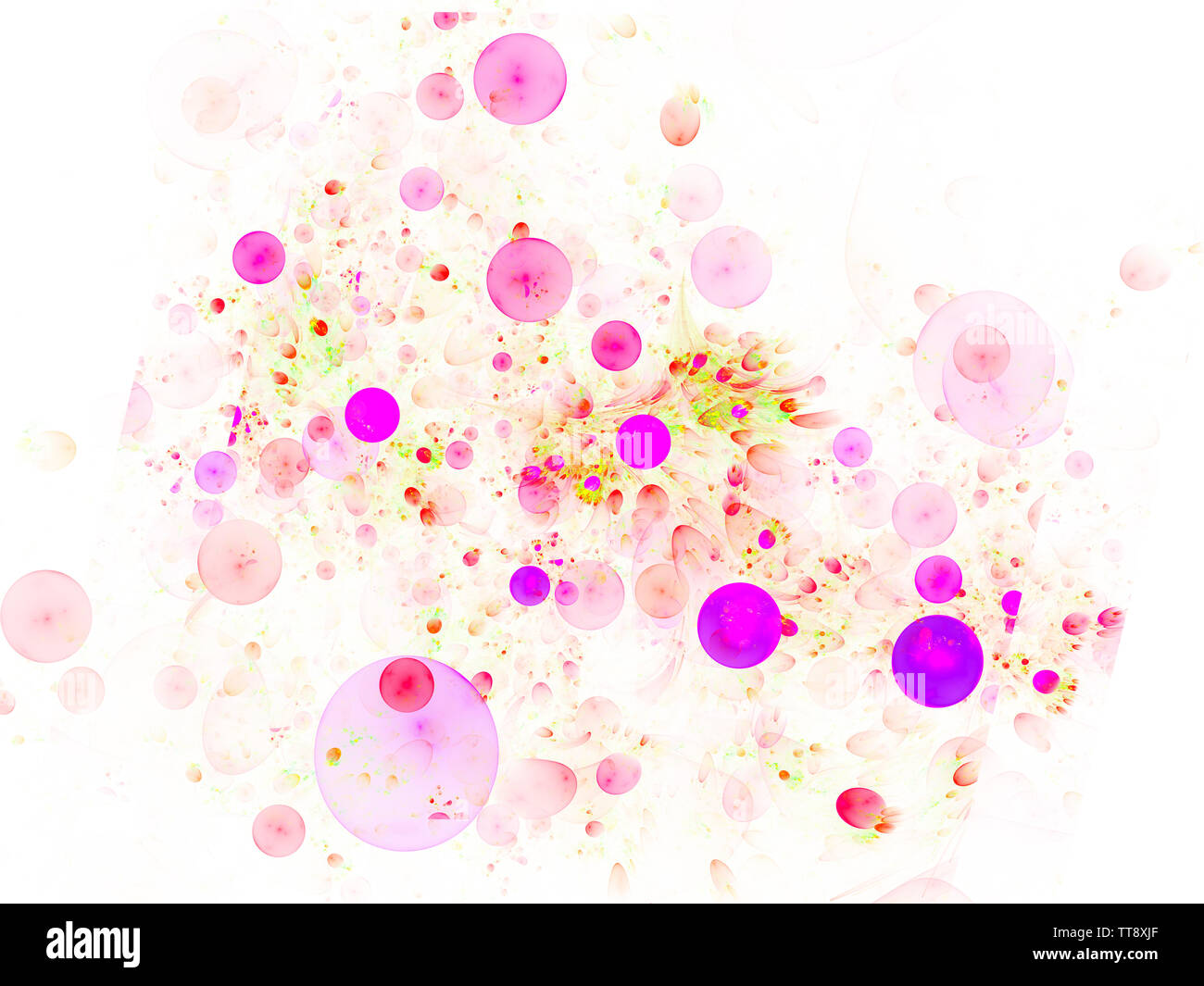 Abstract fractal structure consisting of luminous spheres or bubbles ...