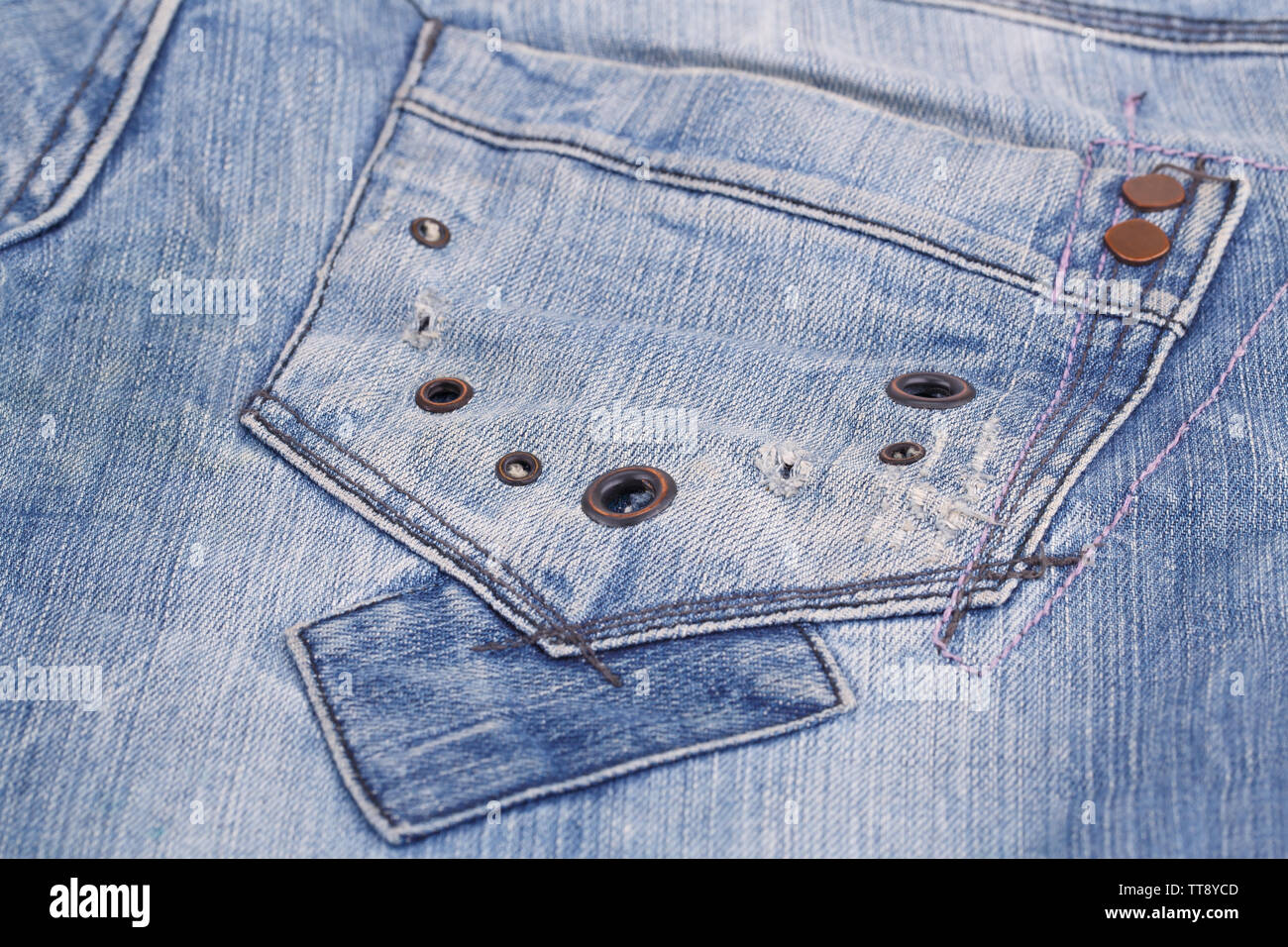 Blue jeans pocket closeup picture Stock Photo - Alamy