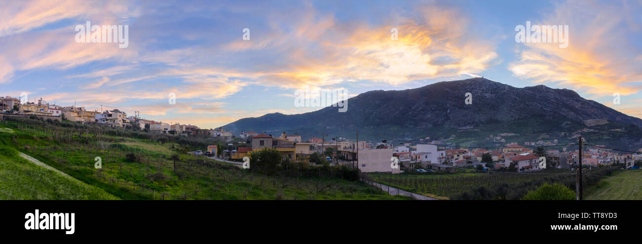 Archanes, Crete Island / Greece. Panoramic view of Archanes town at ...