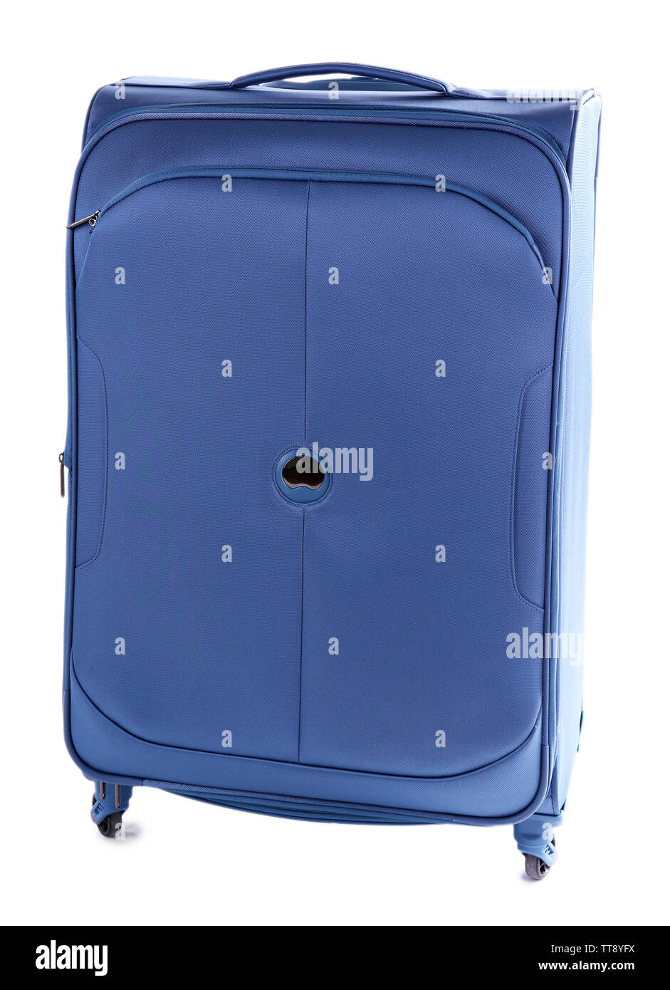 Blue suitcase isolated on white Stock Photo - Alamy