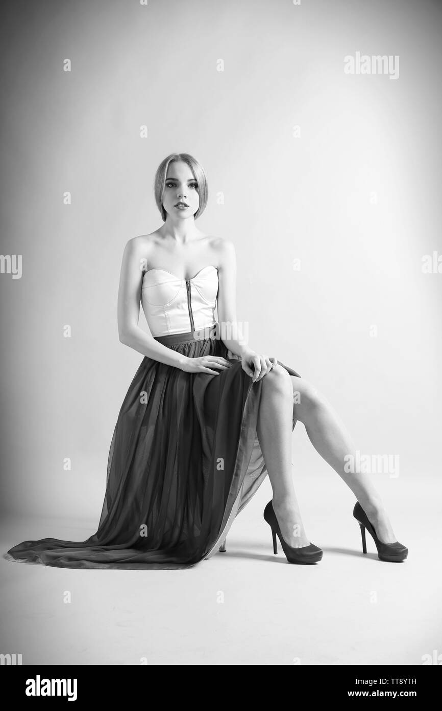 Sit on long hair Black and White Stock Photos & Images - Alamy