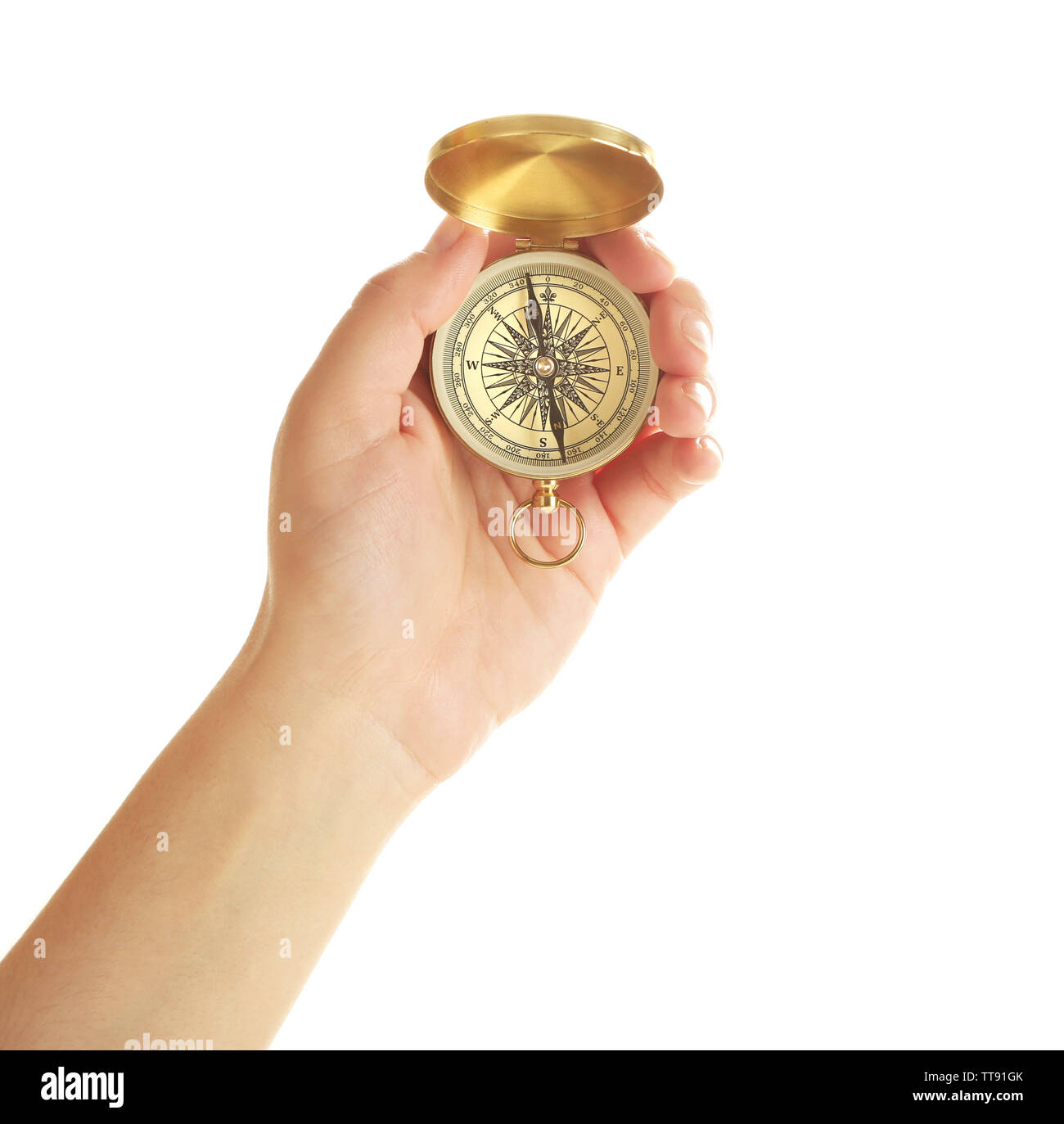 Female hand with compass Stock Photo - Alamy