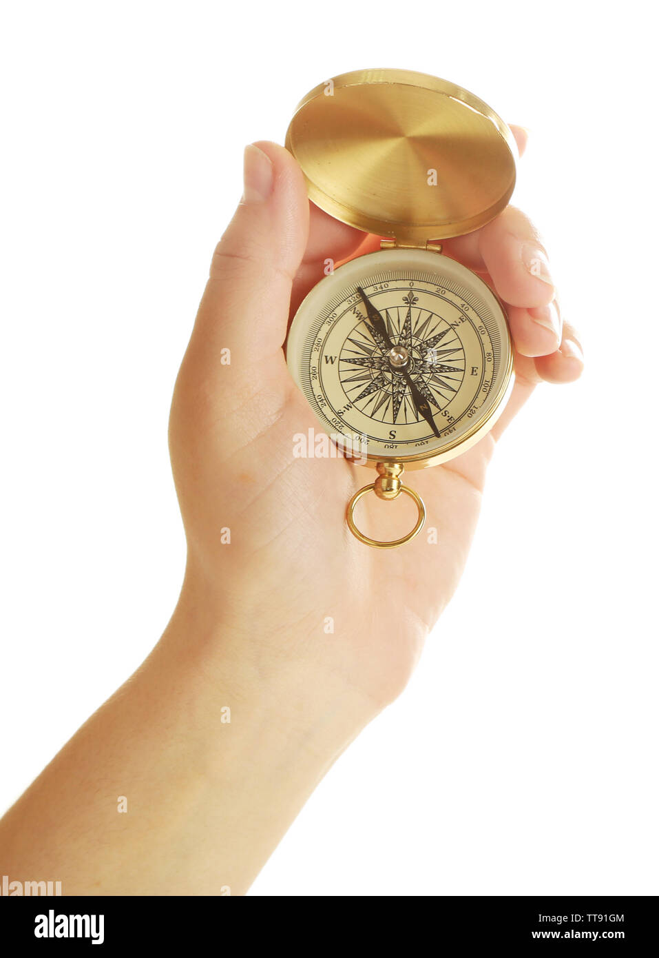 Female hand with compass Stock Photo - Alamy
