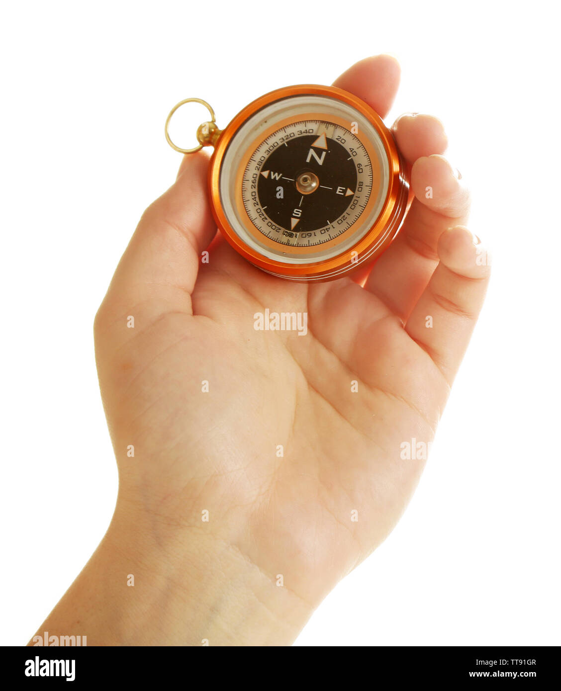 Female hand with compass Stock Photo - Alamy