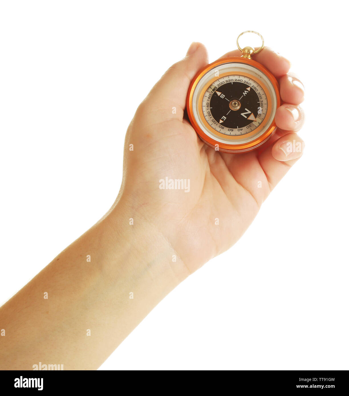 Female hand with compass Stock Photo - Alamy