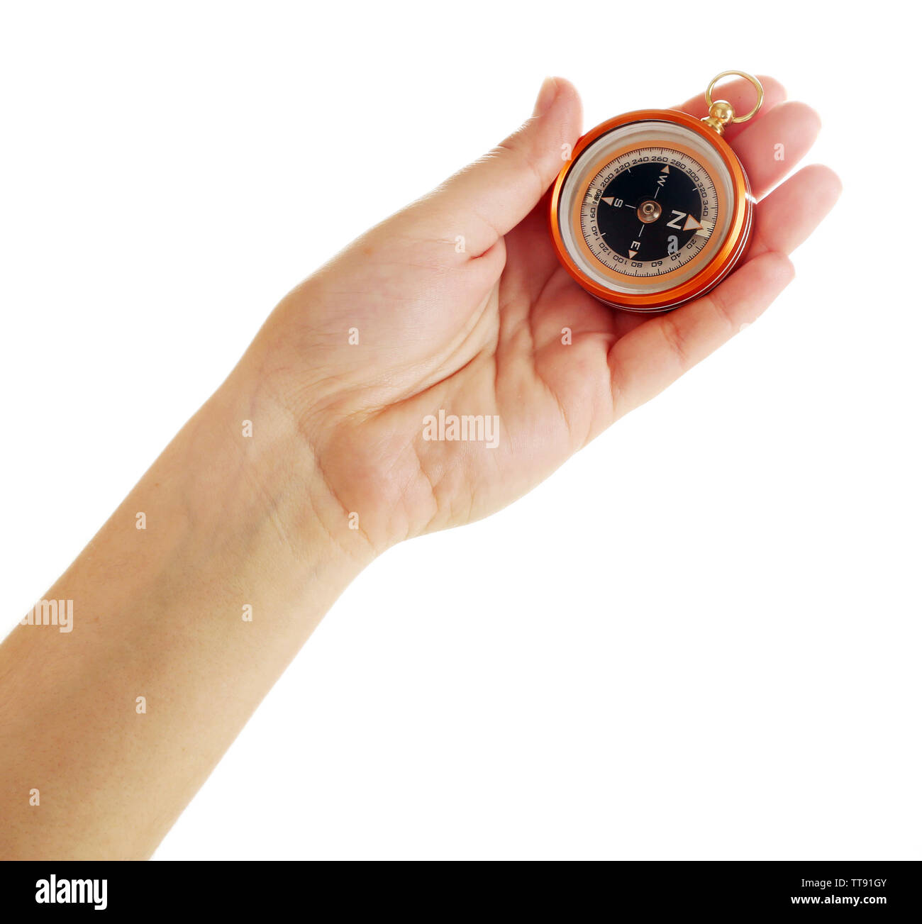 Female hand with compass Stock Photo - Alamy