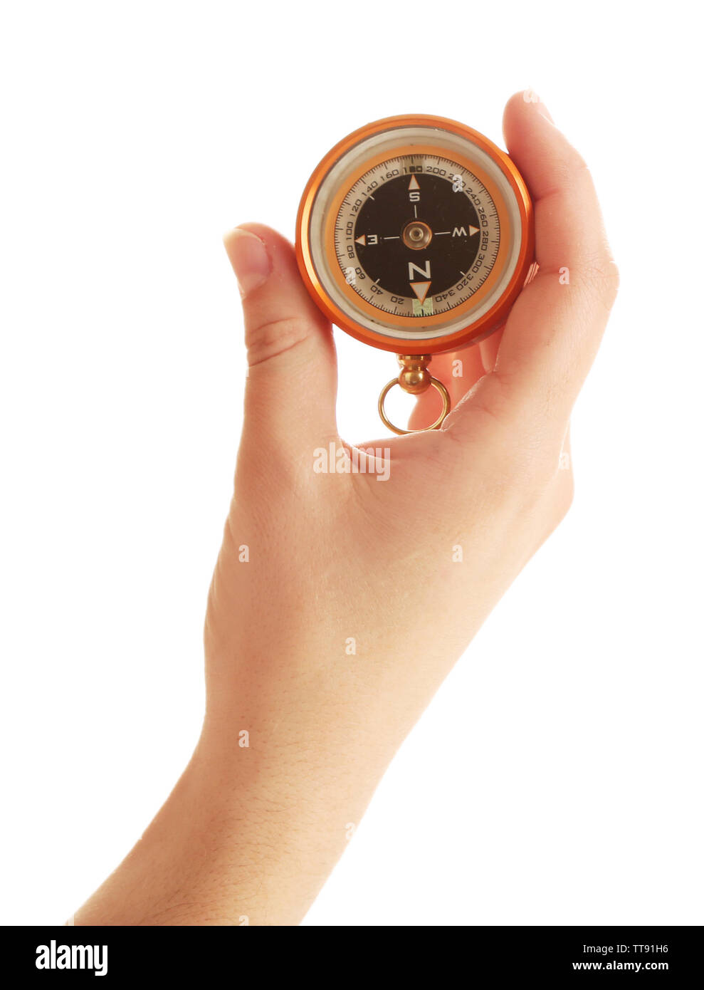 Female hand with compass Stock Photo - Alamy