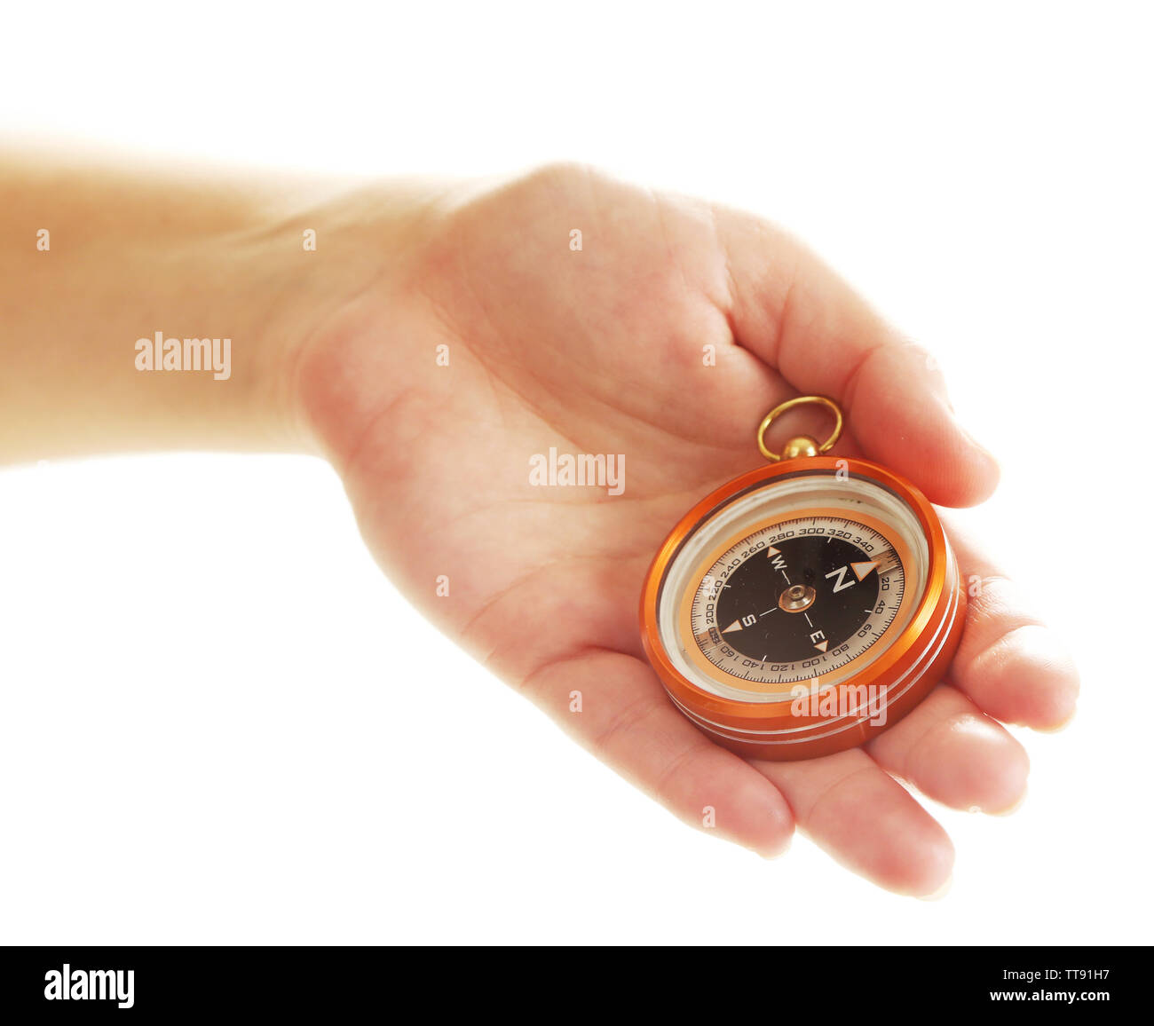 Female hand with compass Stock Photo - Alamy