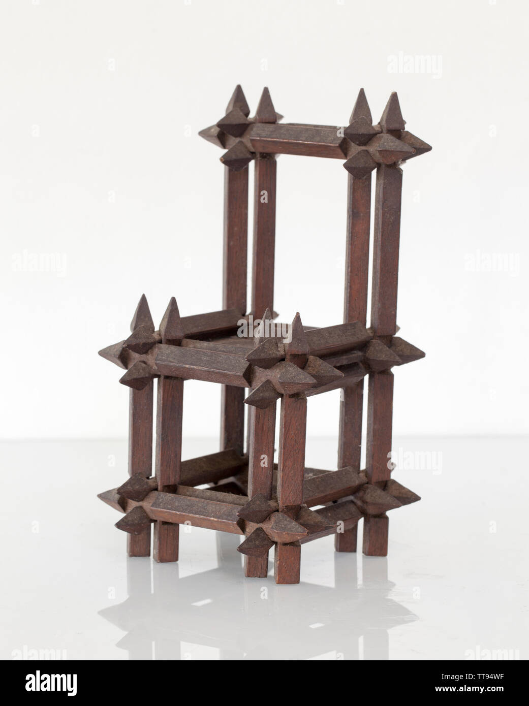 Old Wooden Tramp Art Model Chair Stock Photo - Alamy