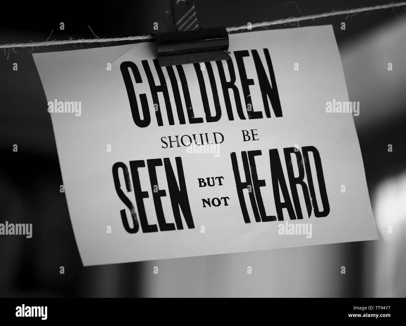 Children Should Be Seen But Not Heard Sign Stock Photo - Alamy
