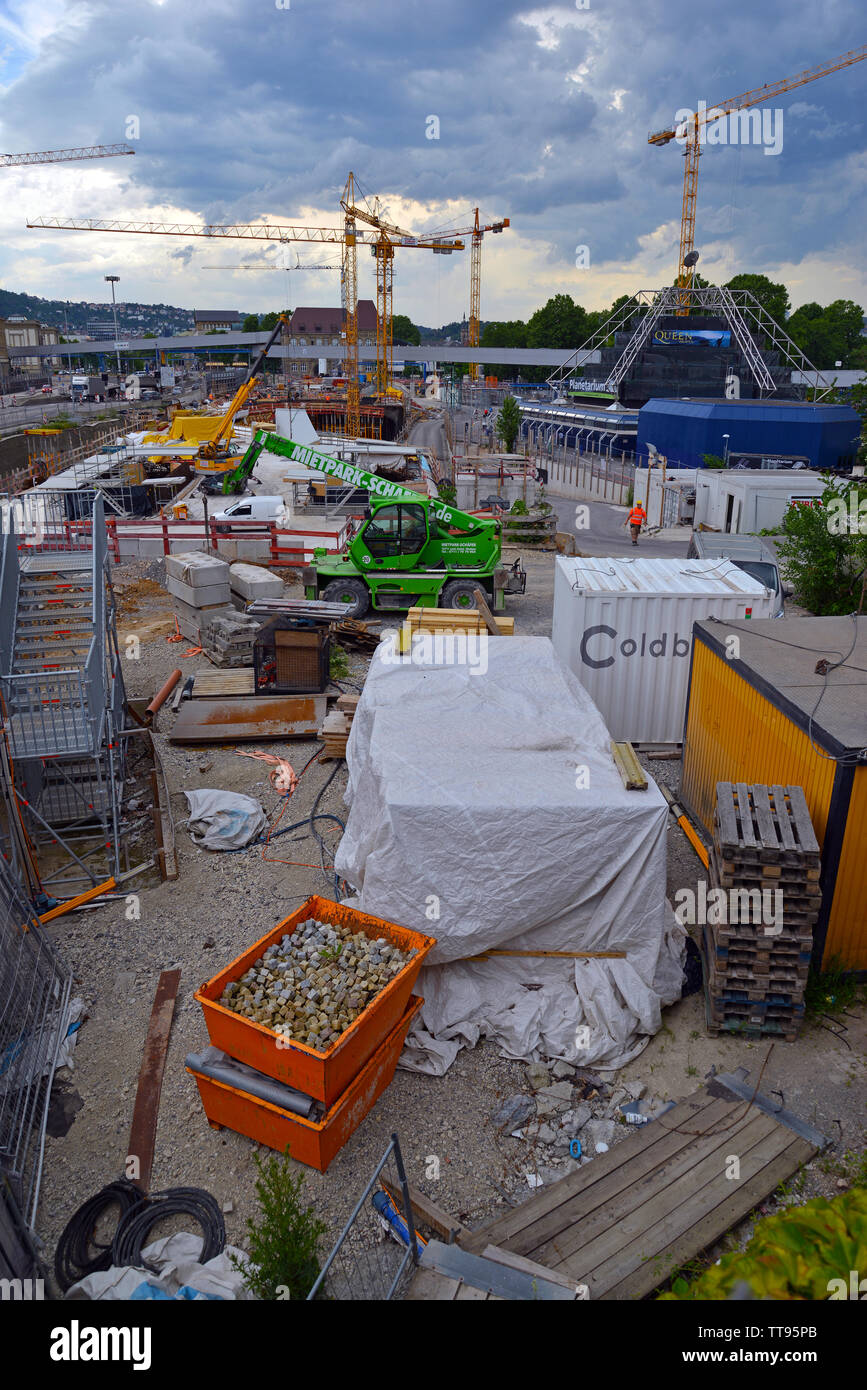 Construction site of Stuttgart 21, a controversial large scale urban ...