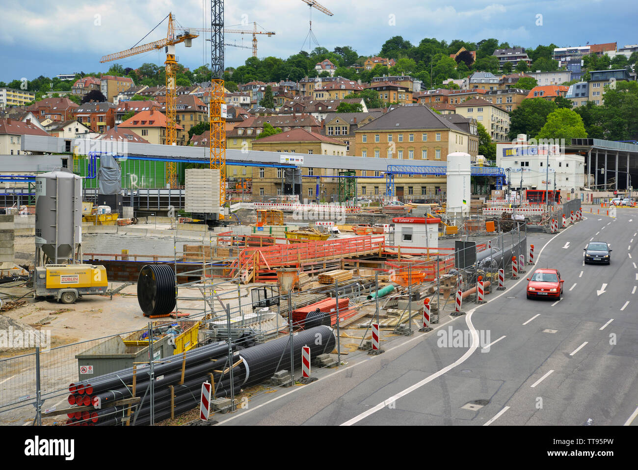 Construction site of Stuttgart 21, a controversial large scale urban ...
