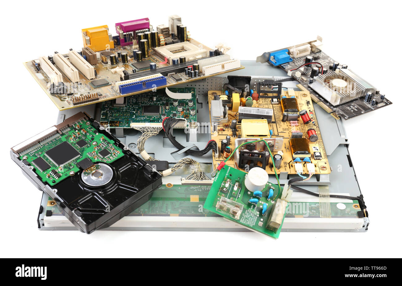 Electronic waste isolated on white Stock Photo - Alamy