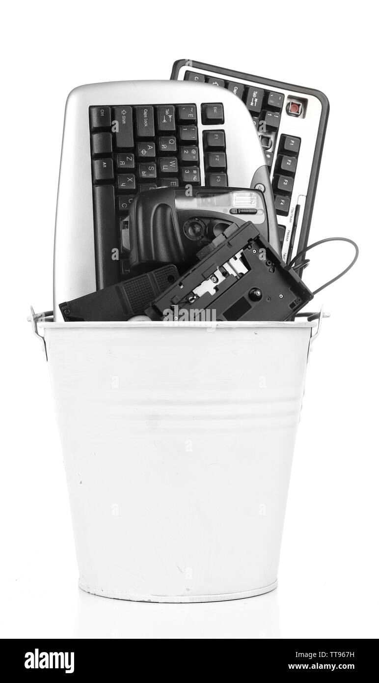 Old computer equipment isolated on white Stock Photo - Alamy