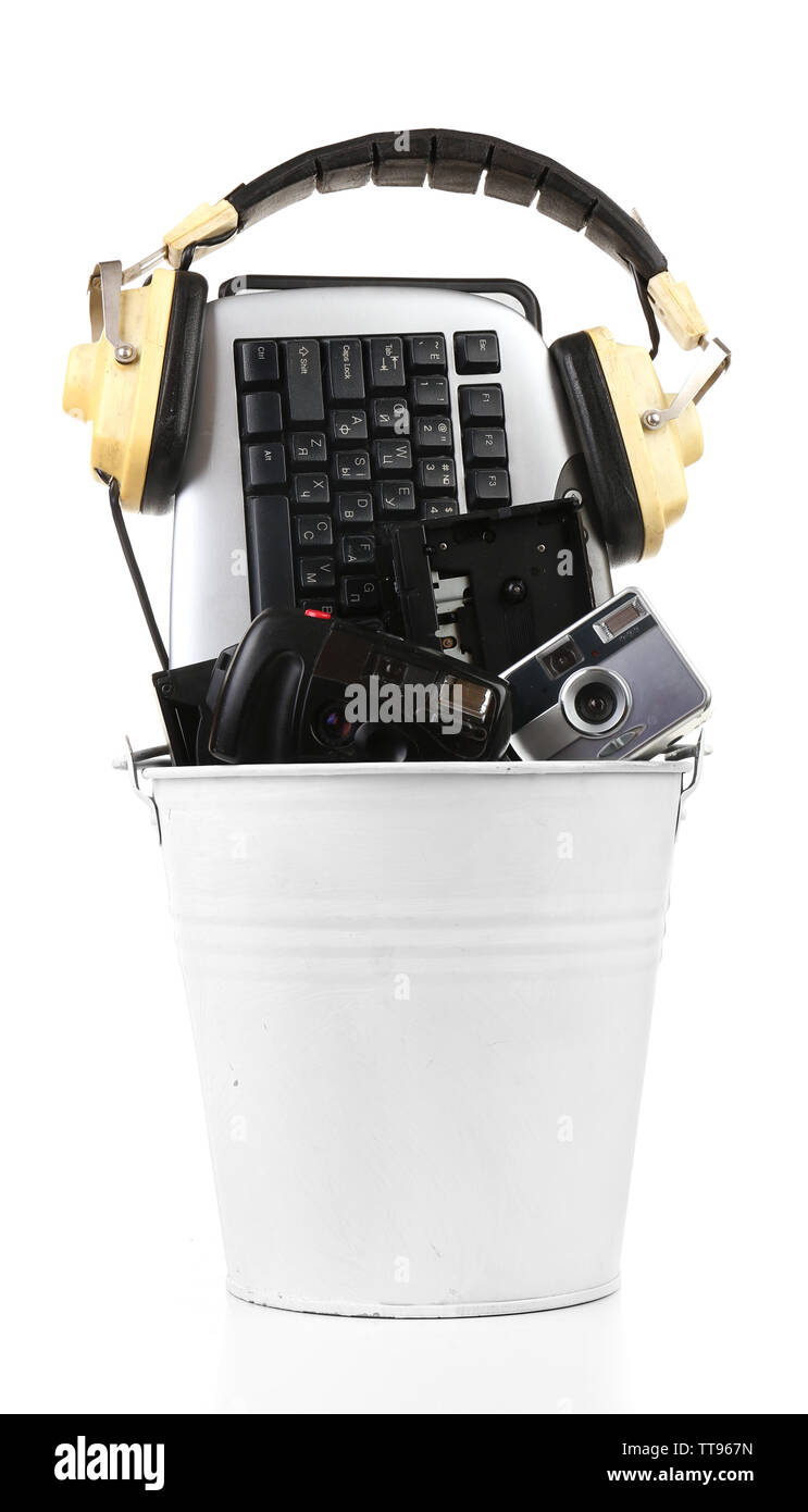 Old computer equipment isolated on white Stock Photo - Alamy