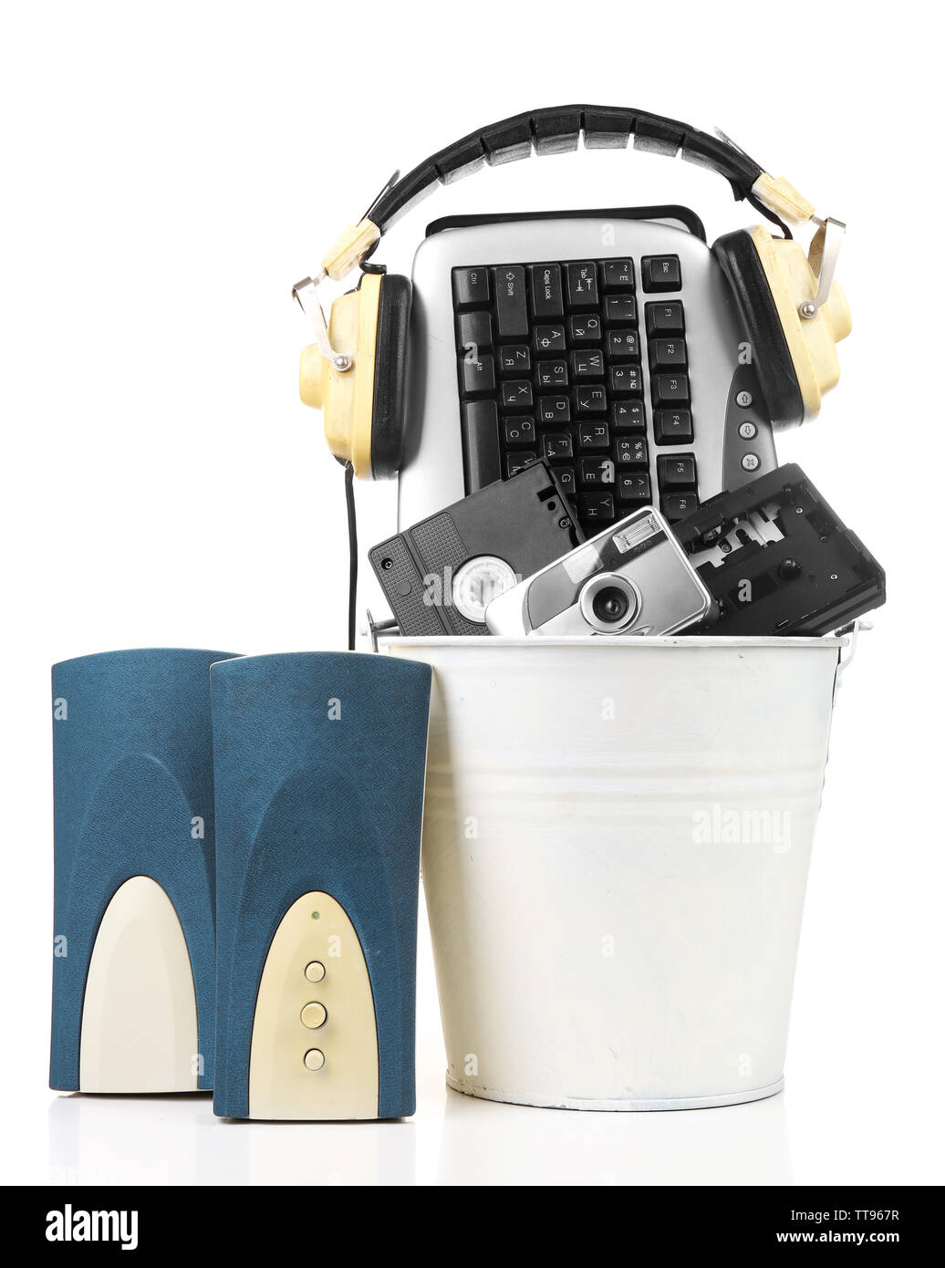 Old computer equipment isolated on white Stock Photo - Alamy