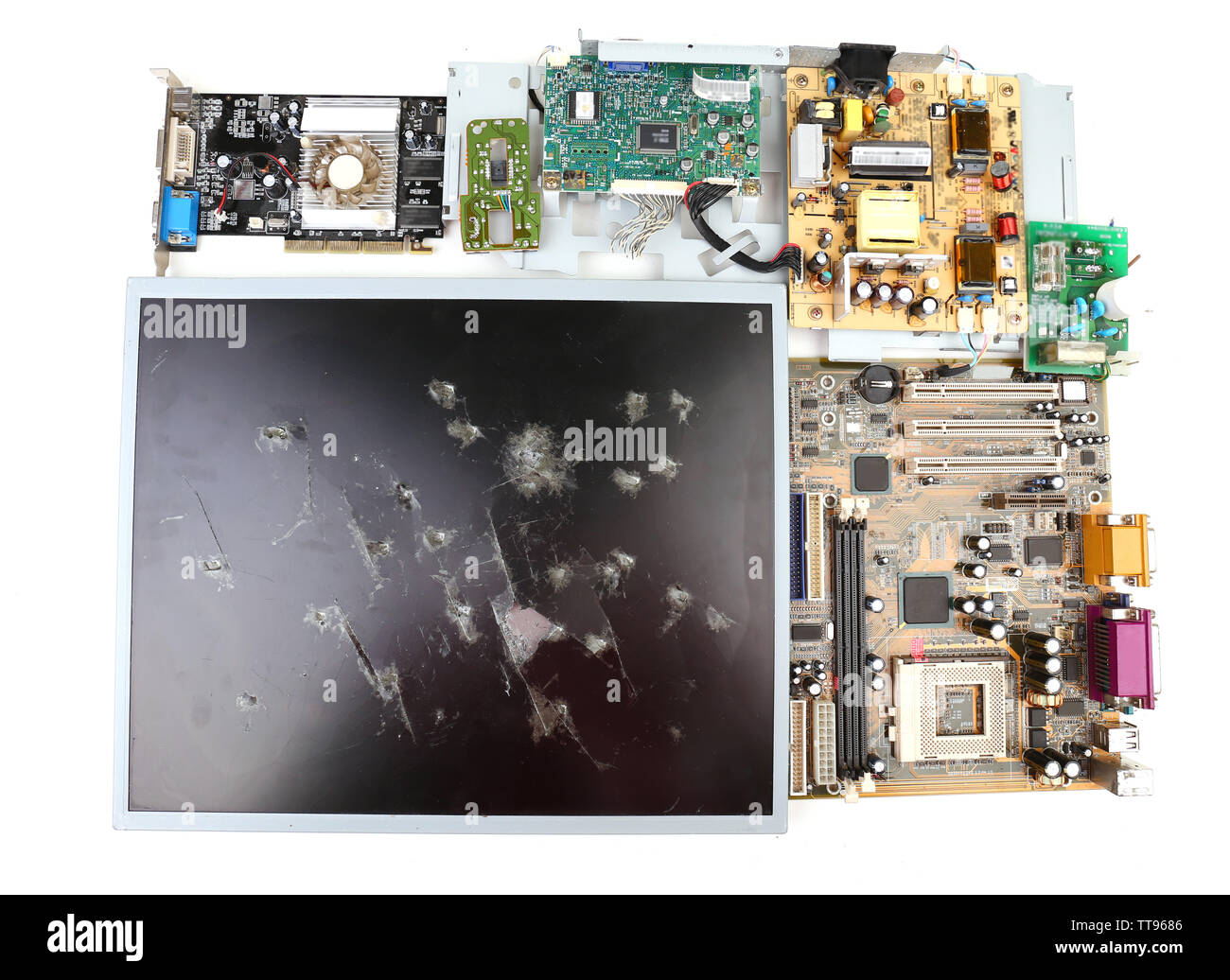 Electronic waste isolated on white Stock Photo - Alamy