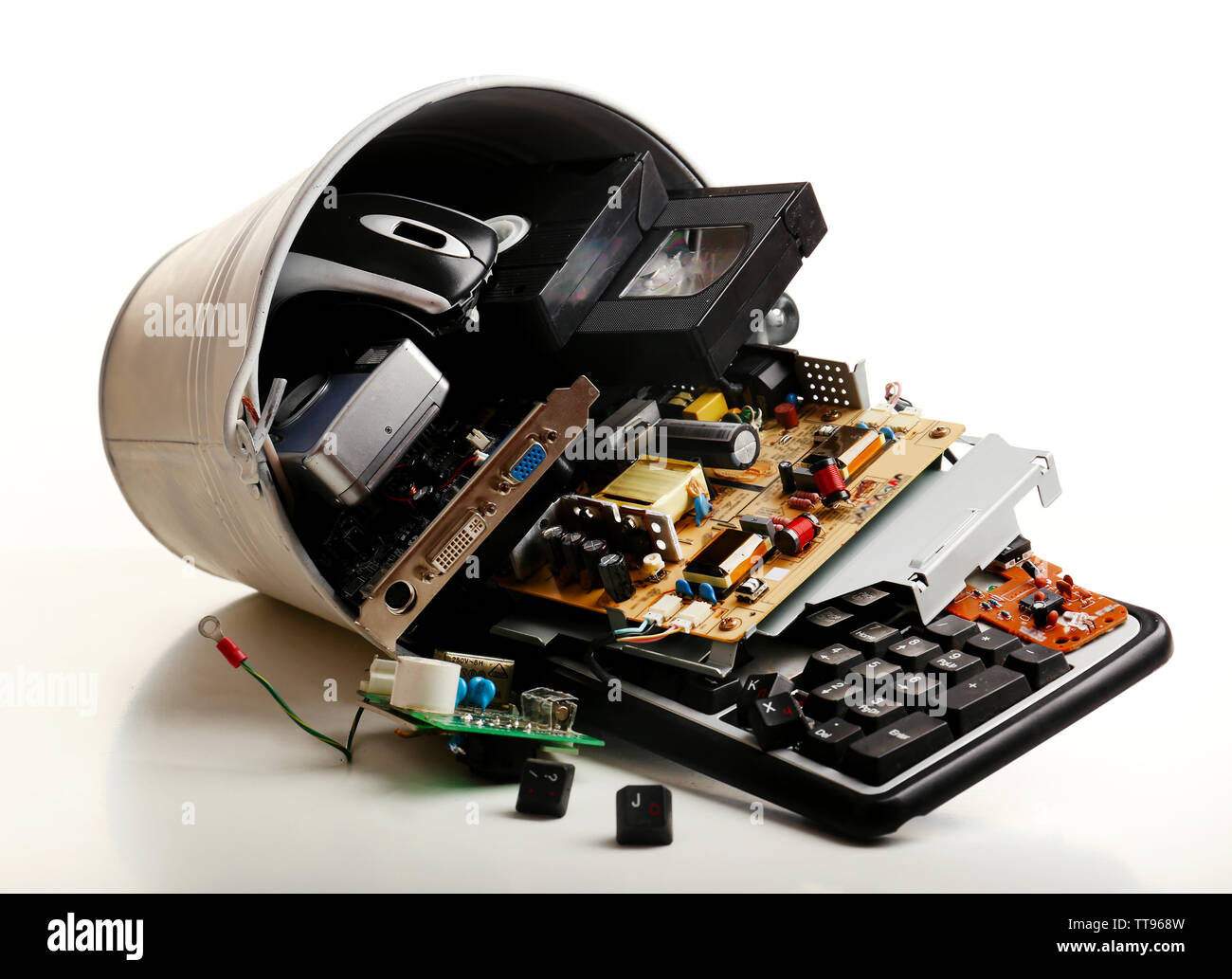 Electronic waste isolated on white Stock Photo - Alamy