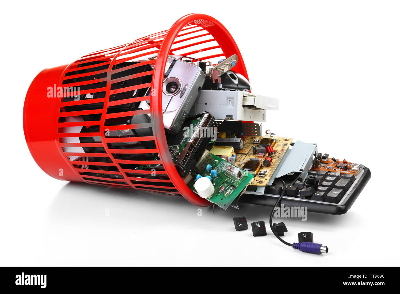 Electronic waste isolated on white Stock Photo - Alamy