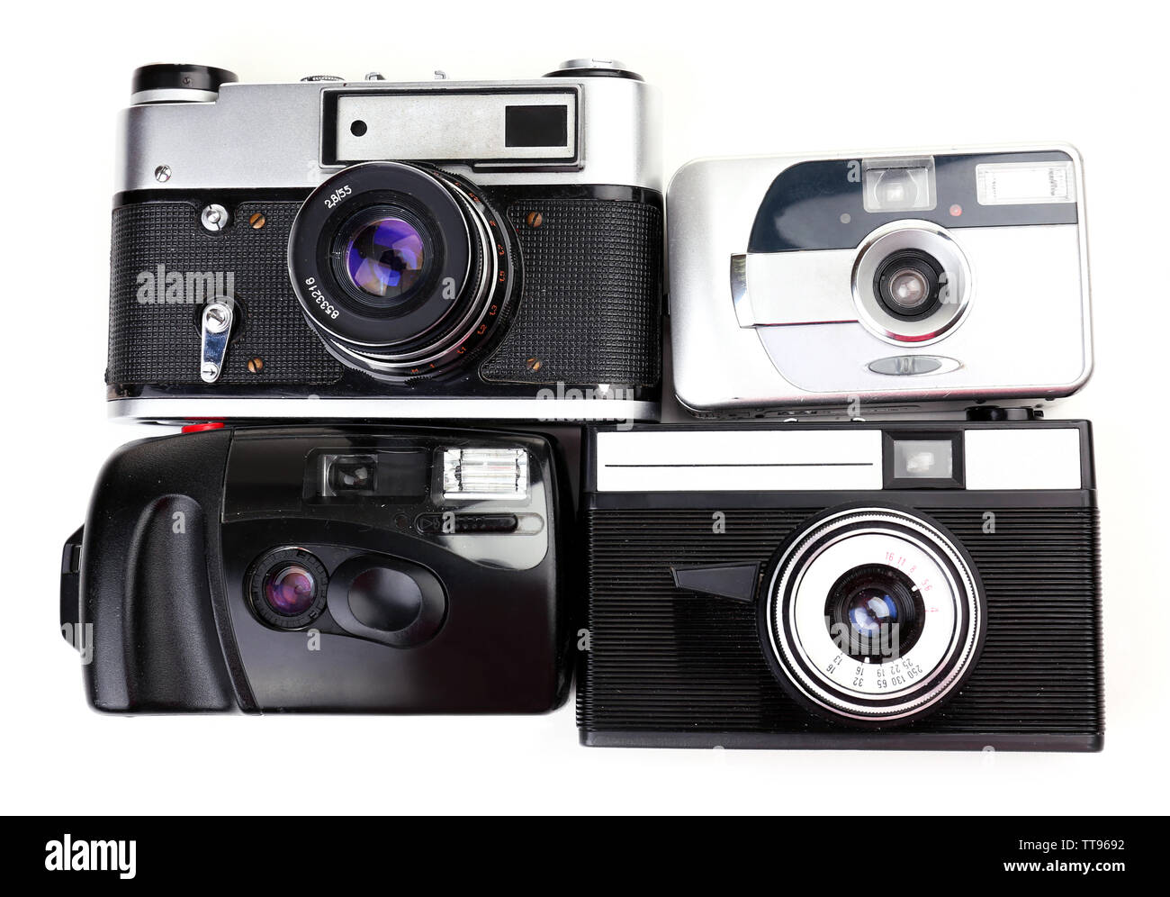 Retro cameras isolated on white Stock Photo - Alamy