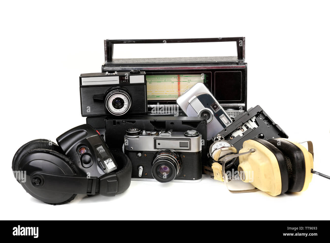 Retro technology isolated on white Stock Photo - Alamy