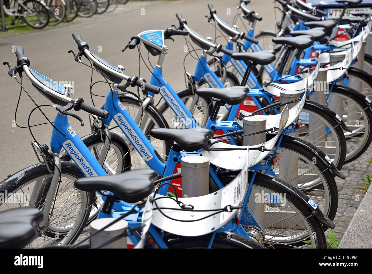 Docked bikes of RegioRadStuttgart, bicycle share program Stock Photo ...