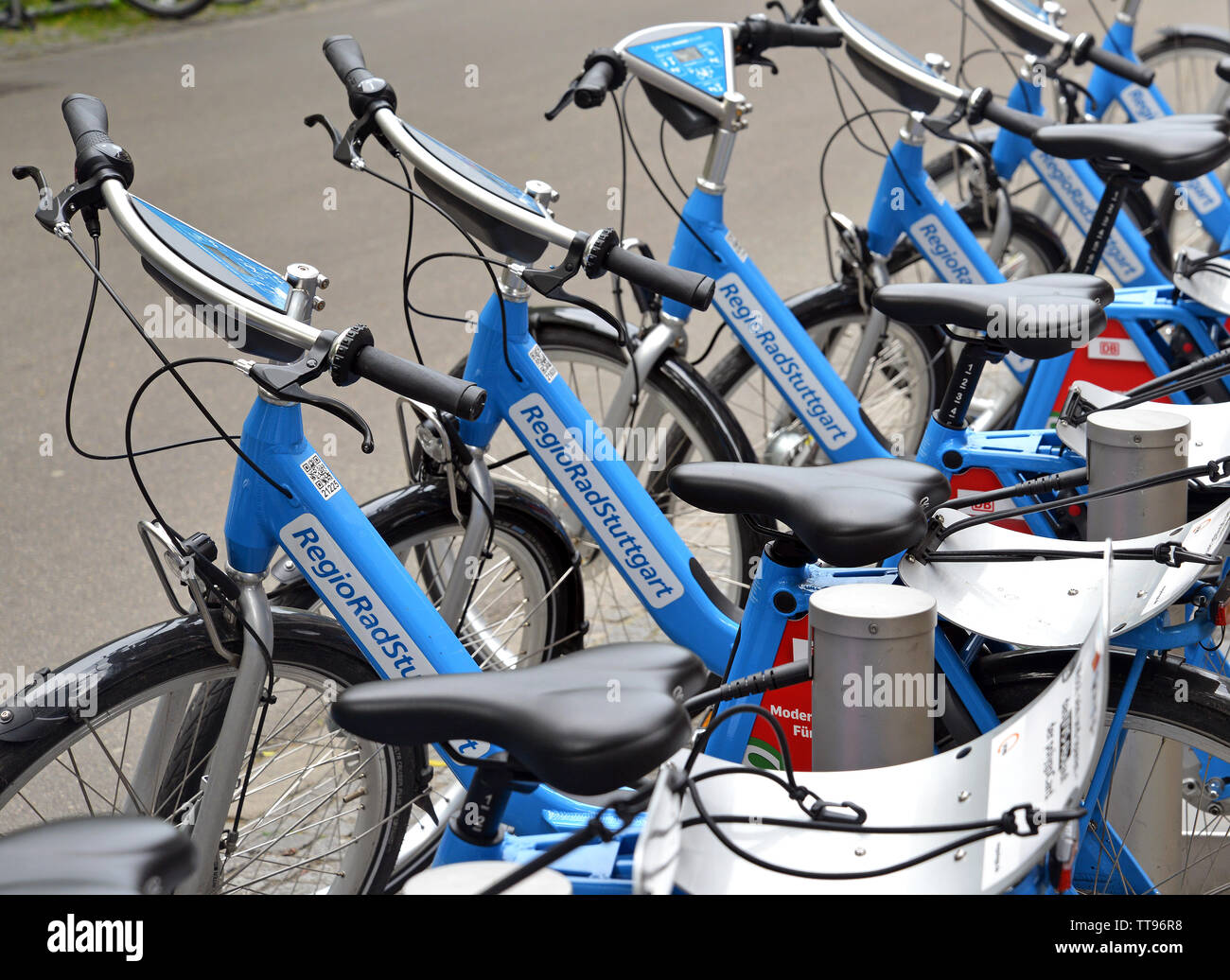 Docked bikes of RegioRadStuttgart, bicycle share program Stock Photo ...