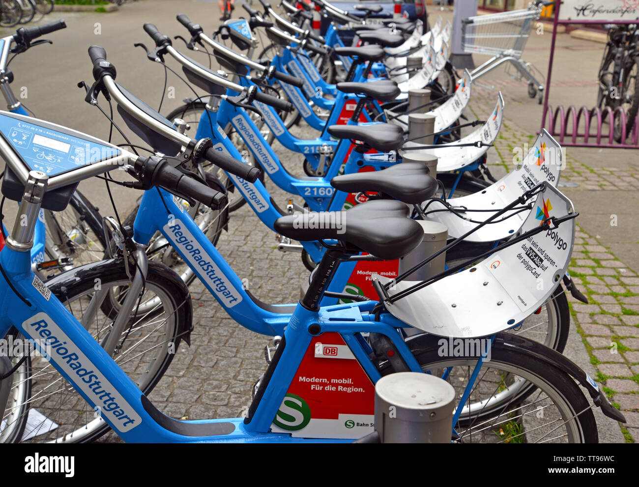Docked bikes of RegioRadStuttgart, bicycle share program Stock Photo ...